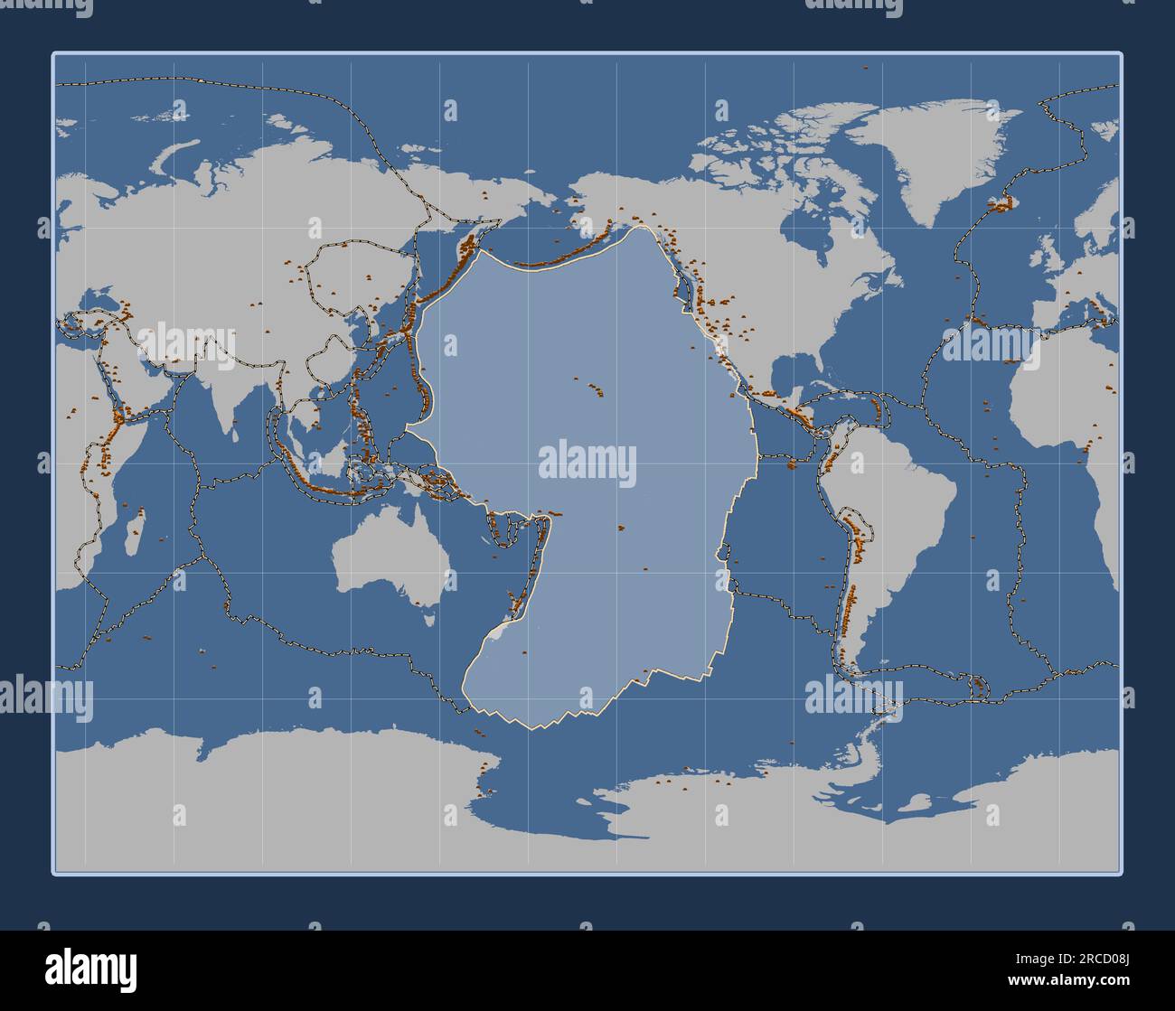 Shape Of The Pacific Tectonic Plate On The Solid Contour Map In The