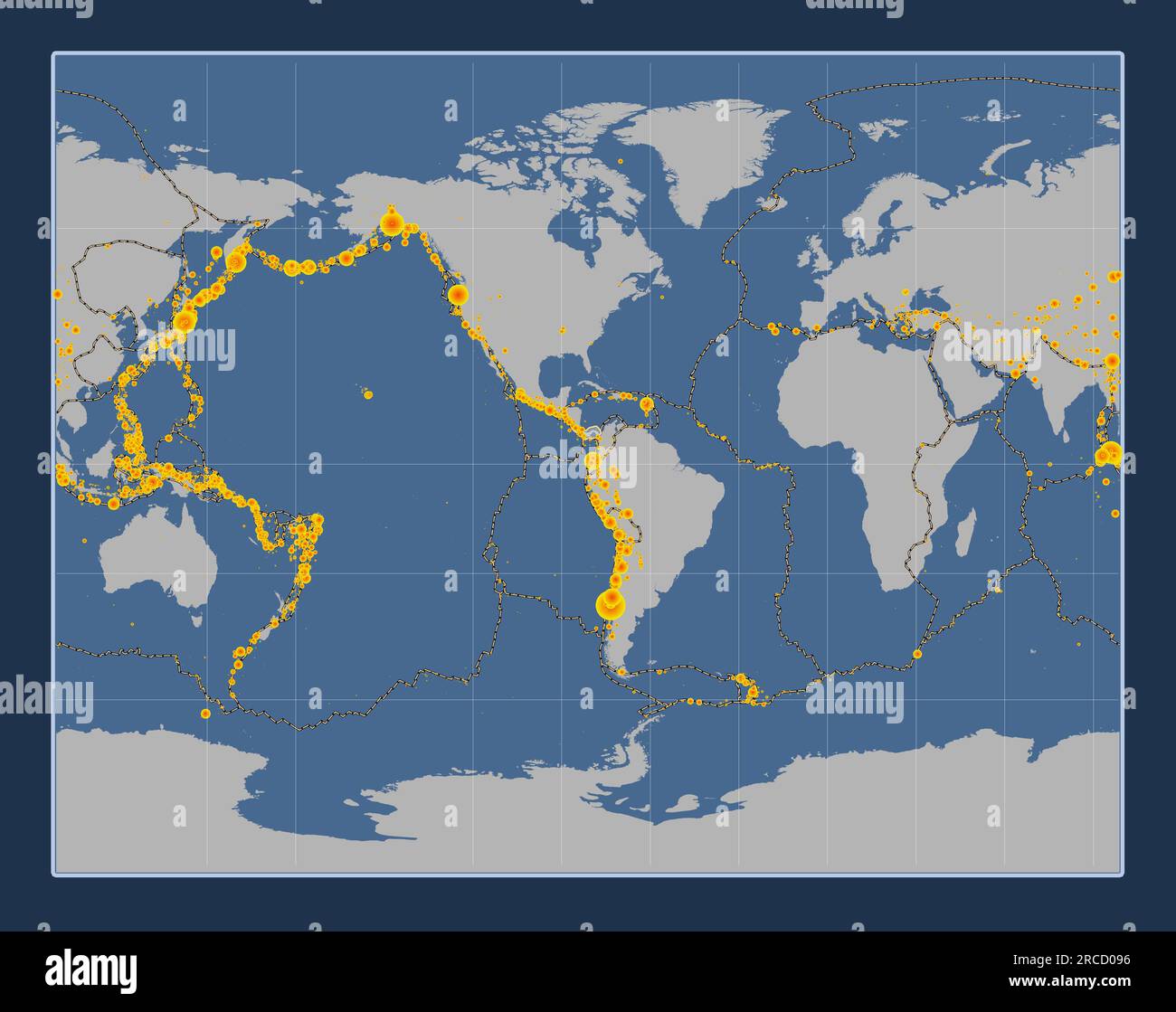 Shape of the Panama tectonic plate on the solid contour map in the Gall ...