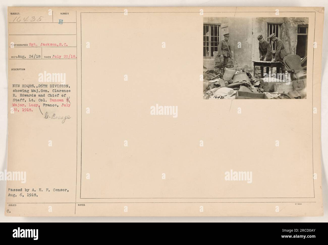 General Clarence R. Edwards and Lt. Col. Duncan Major photographed at ...