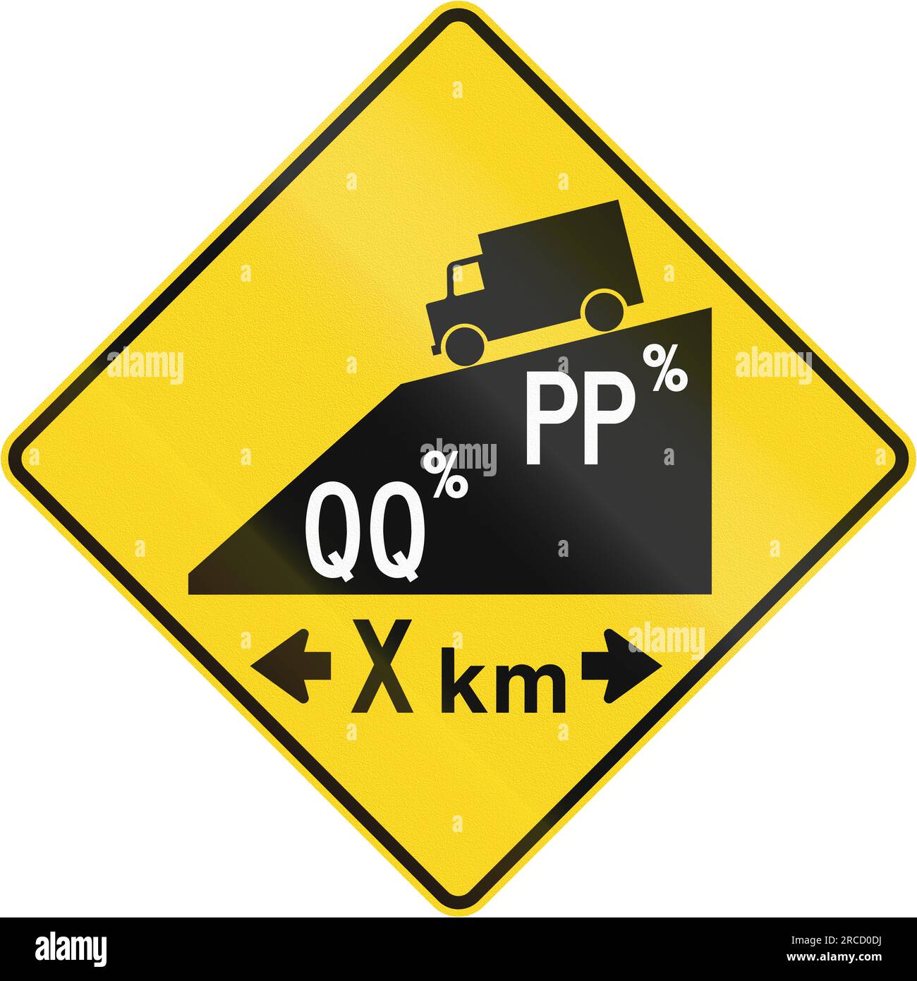Canadian road warning sign - Hill or steep grade with multiple sections ...