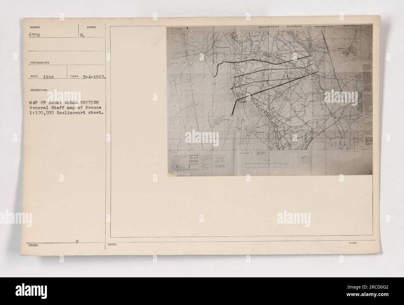 A black and white photograph depicting a map of enemy works during ...