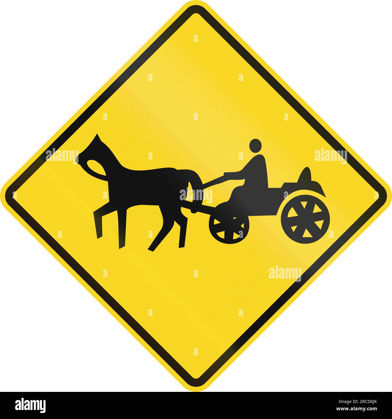 Canadian road warning sign - Horse drawn vehicles ahead. This sign is ...