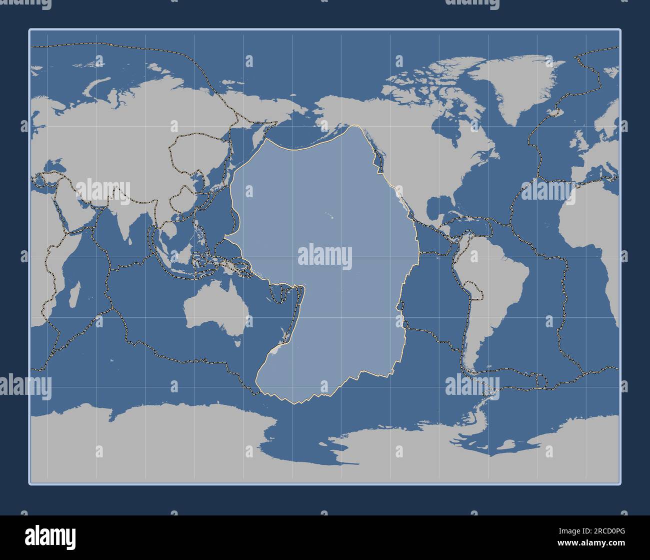 Shape Of The Pacific Tectonic Plate On The Solid Contour Map In The