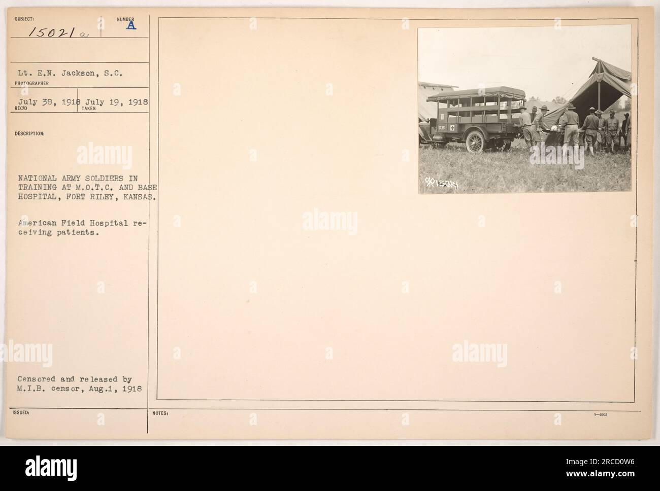 American Field Hospital receiving patients at Fort Riley, Kansas during ...