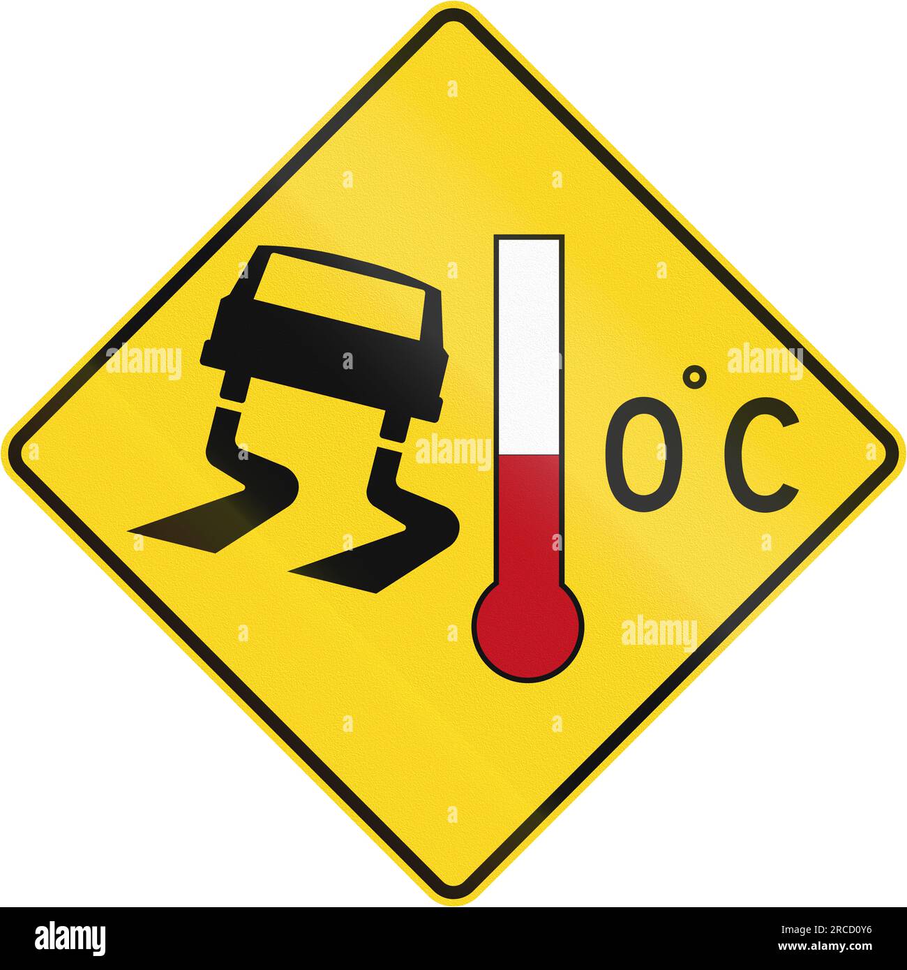 Canadian road warning sign - slip danger when cold. This sign is used ...