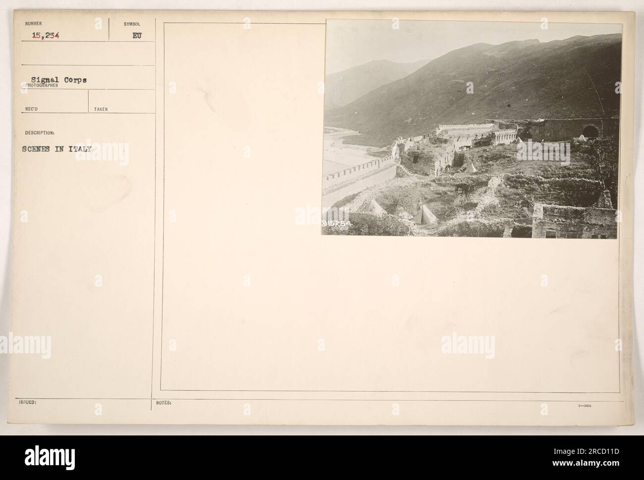 Photograph taken by a Signal Corps photographer during World War One ...