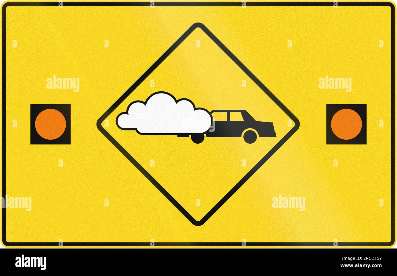 Warning road sign in Quebec, Canada - Fog Stock Photo - Alamy