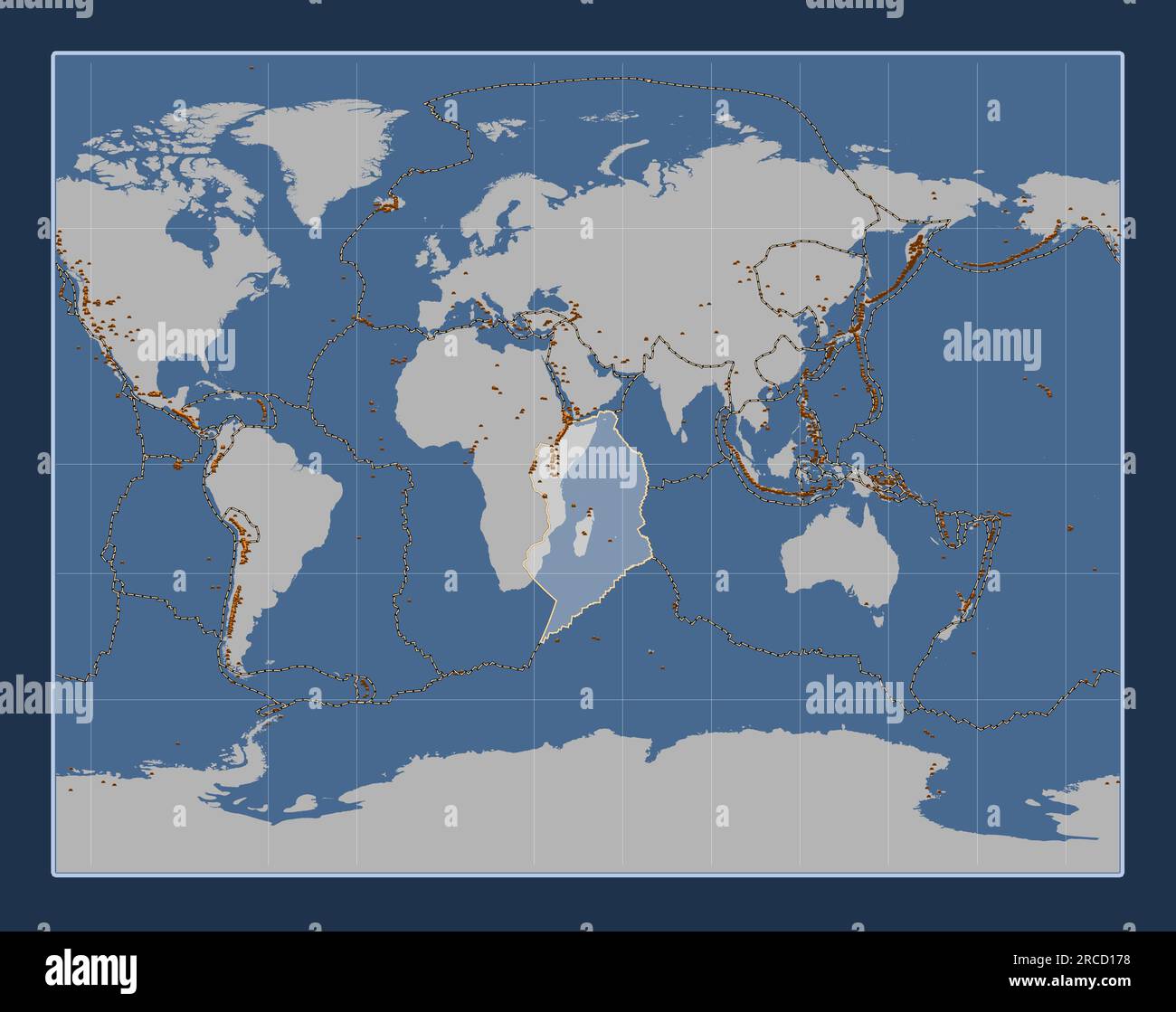 Shape Of The Somalian Tectonic Plate On The Solid Contour Map In The