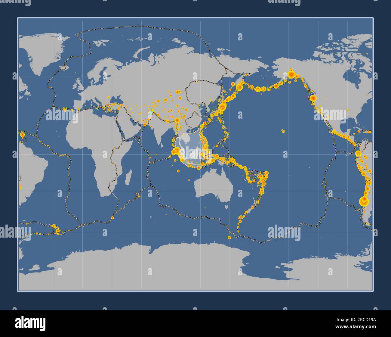 Shape of the Sunda tectonic plate on the solid contour map in the Gall ...