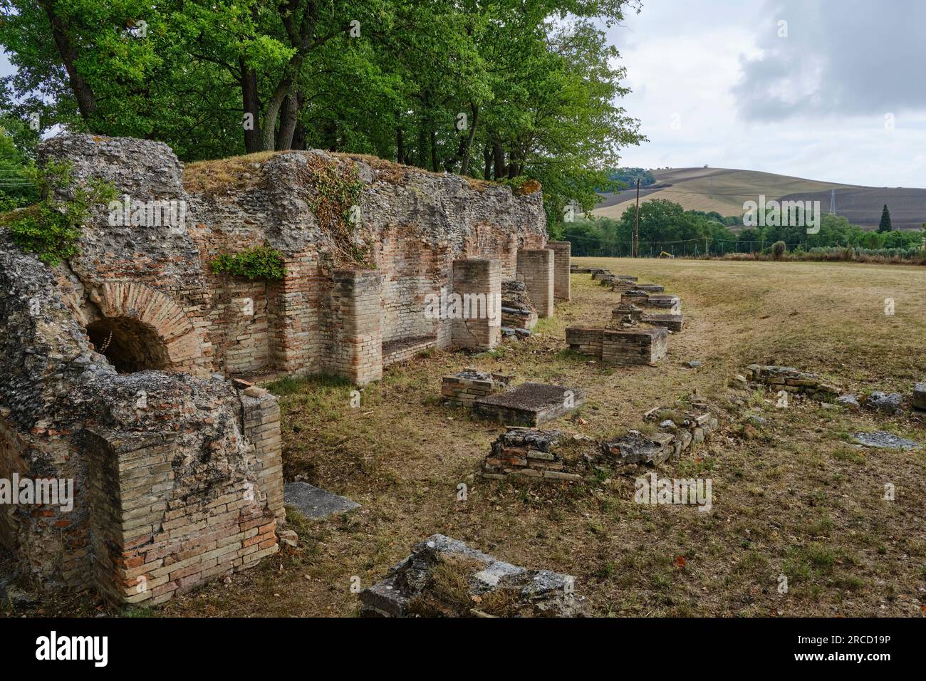 View of the ancient roman's amphitheater of Urbisaglia's village in the ...
