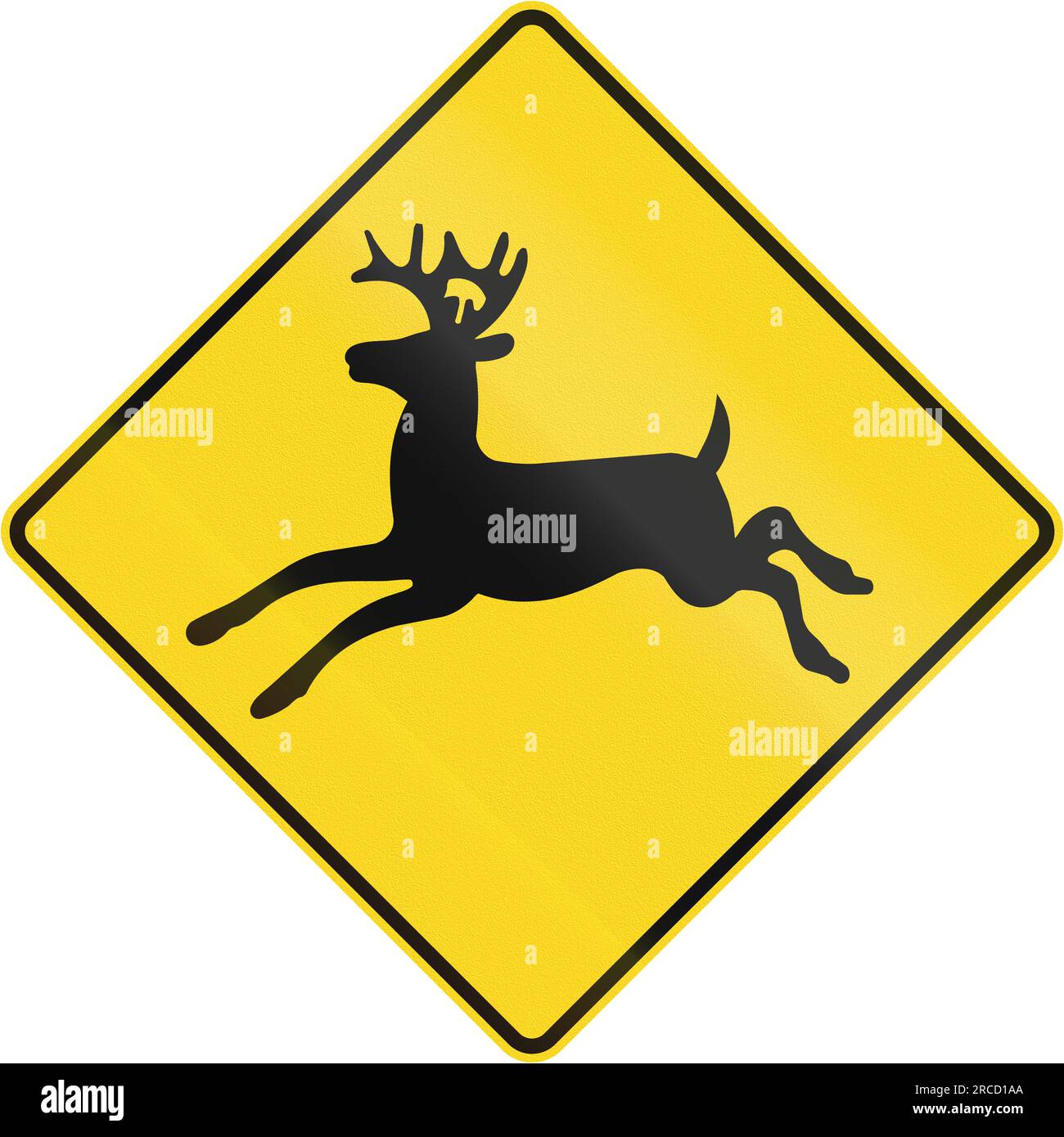 Canadian road warning sign: Deer crossing. This sign is used in Quebec ...