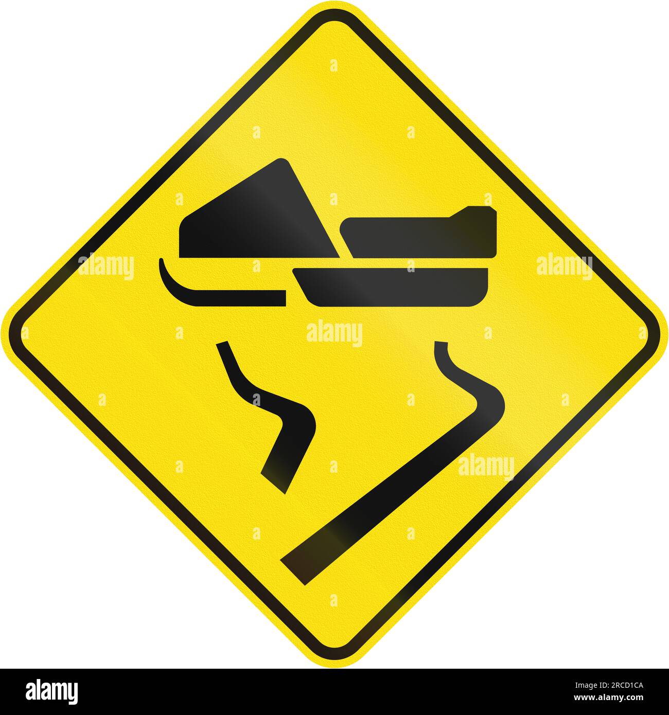 Canadian road warning sign - Slip danger for snowmobiles. This sign is ...