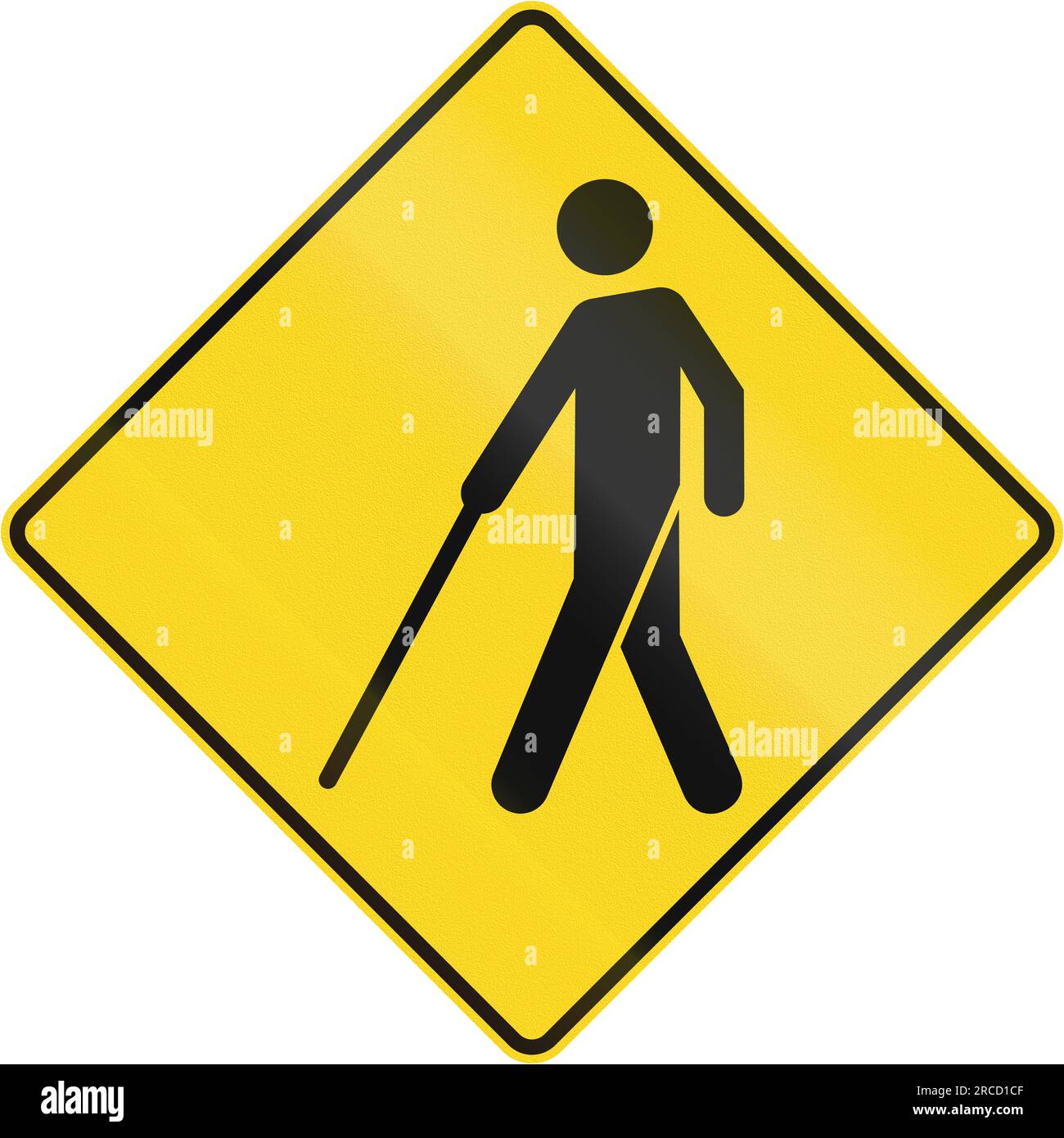 Warning road sign in Canada - Blind people. This sign is used in Quebec ...