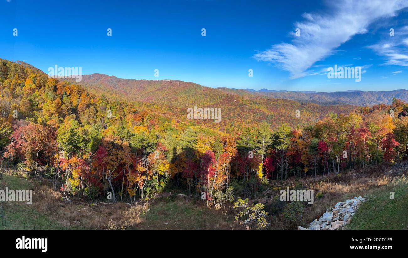 A view of the Blue Ridge Parkway in Boone, NC during the autumn fall ...