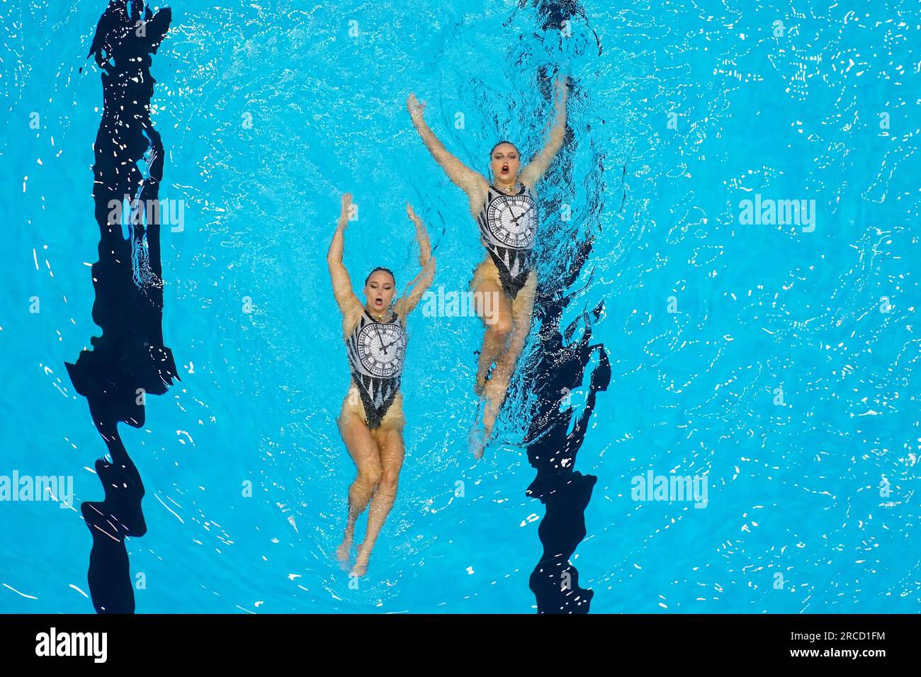 Isabelle Thorpe and Kate Shortman, of Great Britain, compete in the ...