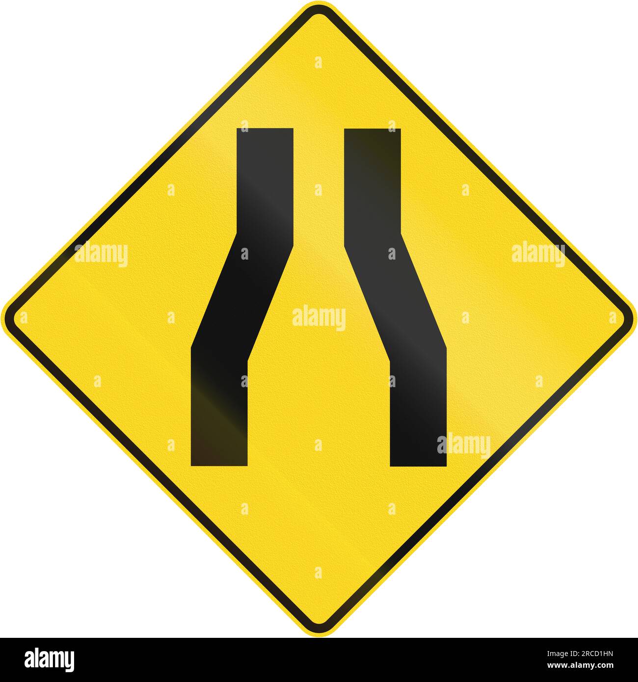 Canadian road warning sign - One lane road/narrow road ahead. This sign ...
