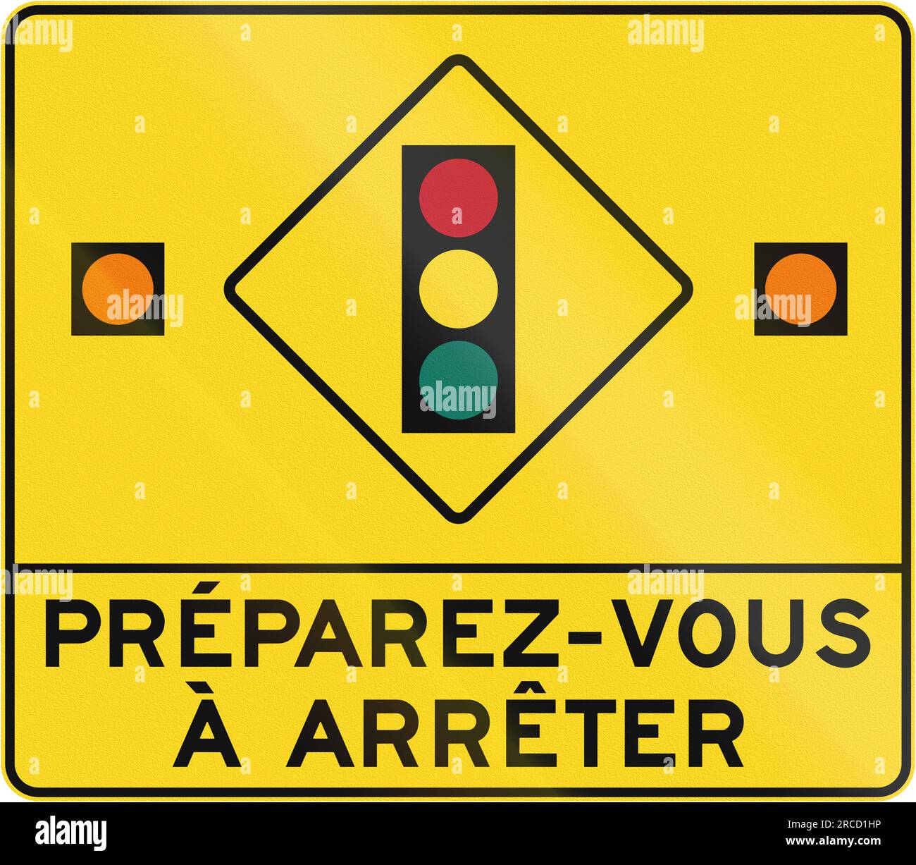 Warning road sign in Quebec, Canada - Prepare to stop, traffic lights ...