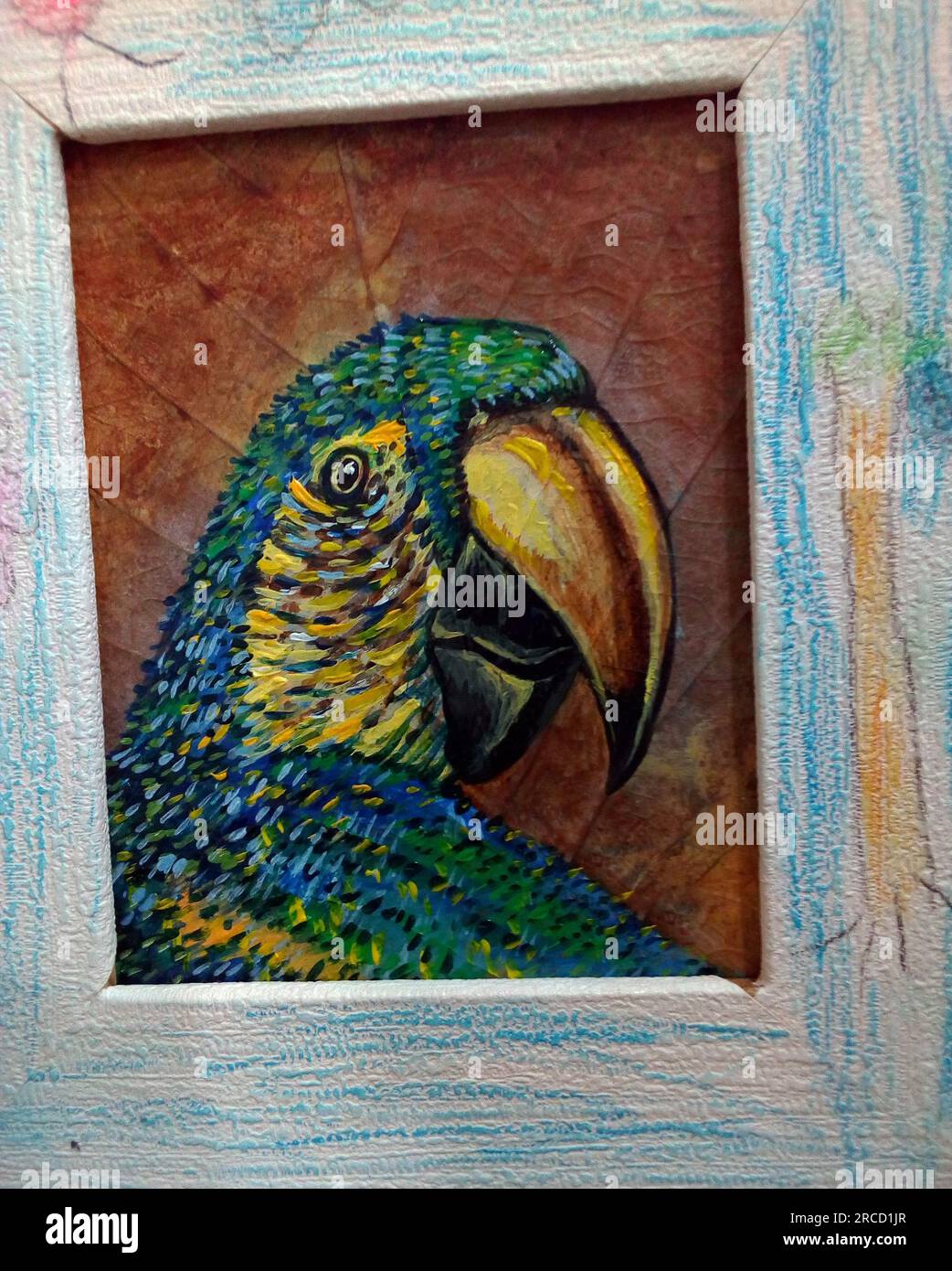 Hand drawn Art painting background oil color Macaw Parrot birds Stock ...