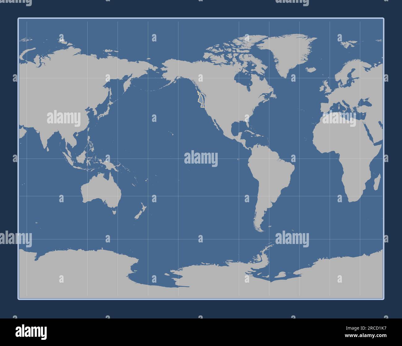 Shape of the Juan de Fuca tectonic plate on the solid contour map in ...