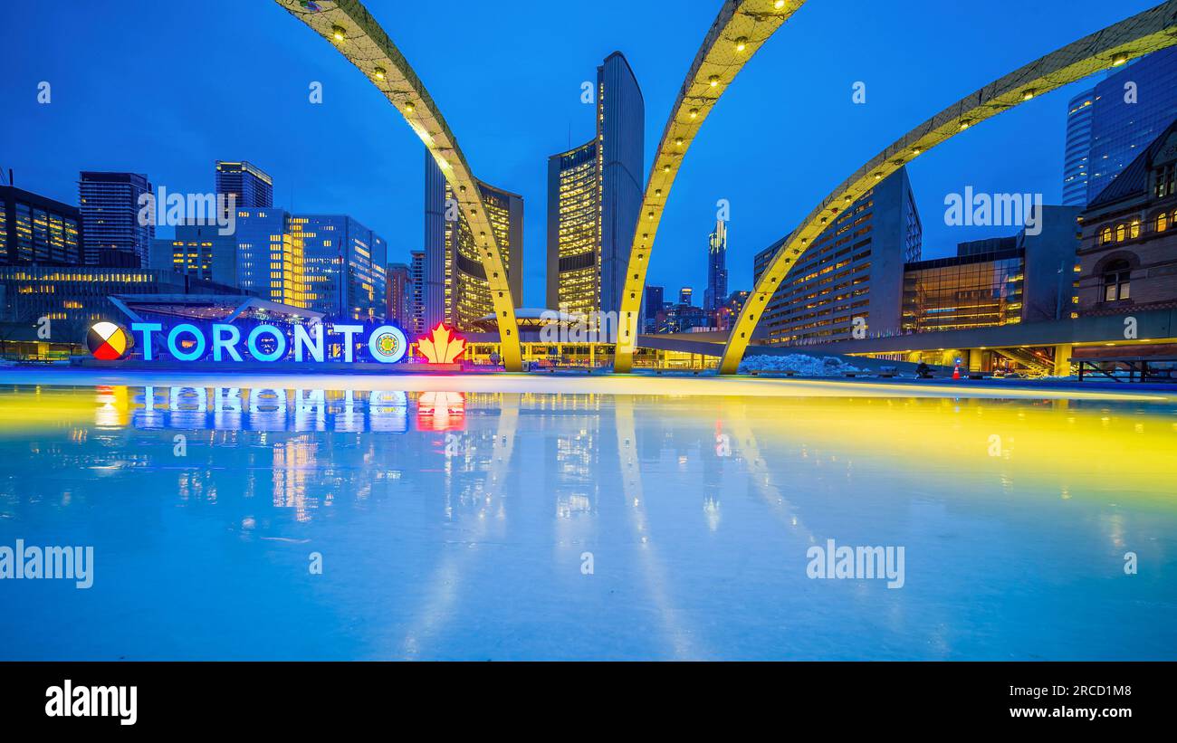 Downtown Toronto City skyline, cityscape of Ontario, Canada at twilight ...