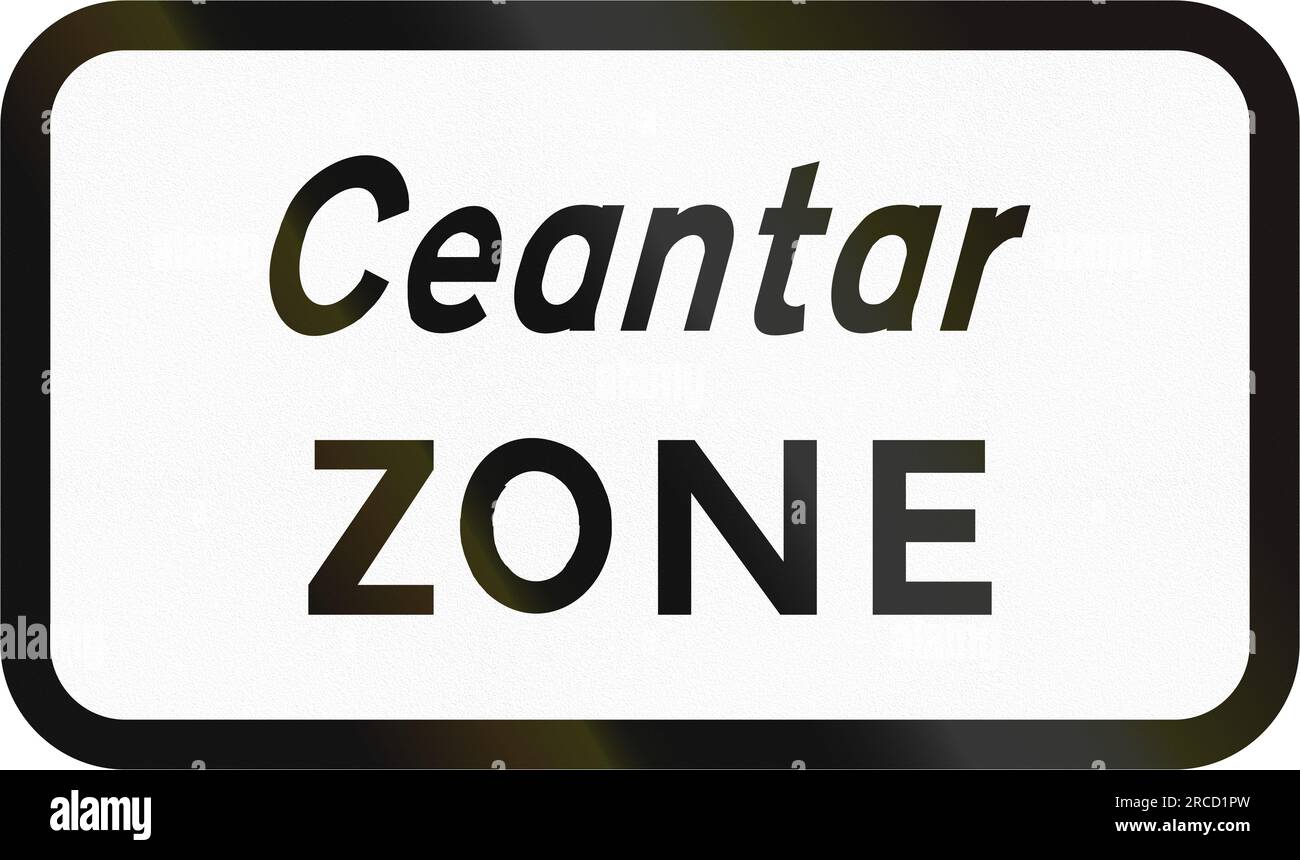 A bilingual Irish road sign - Zone, written in Gaelic and English Stock ...