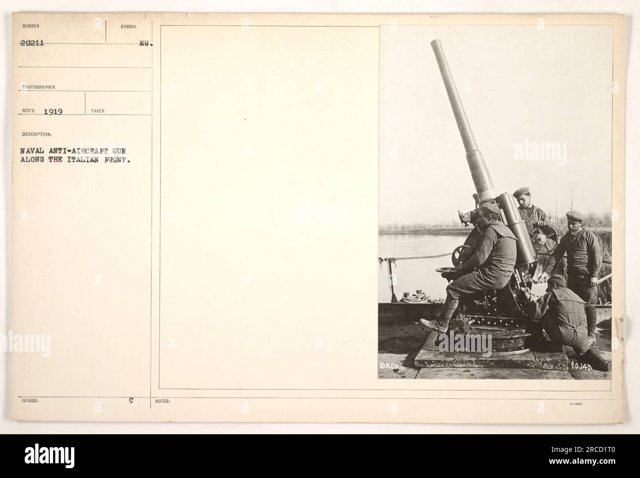 A naval anti-aircraft gun is positioned along the Italian front during ...