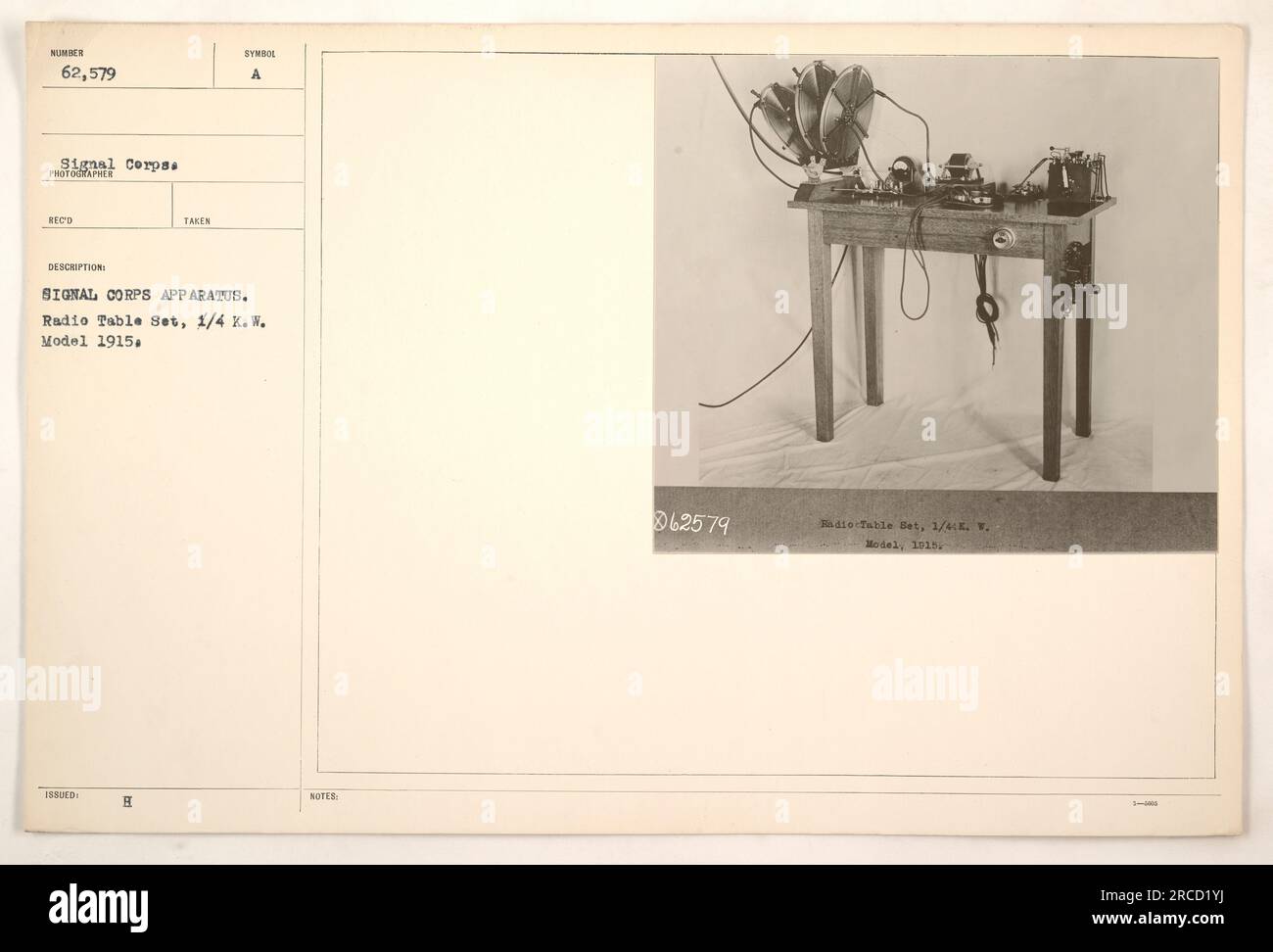 A Signal Corps apparatus, the Radio Table Set model 1915, with the ...