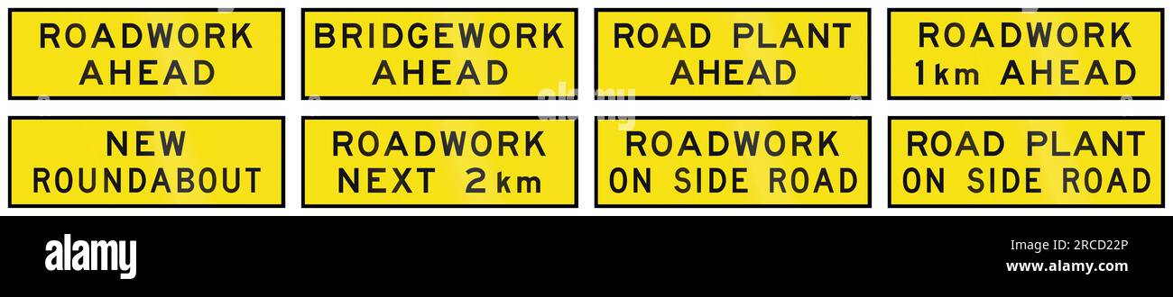 Roadwork Ahead in Australia Stock Photo - Alamy