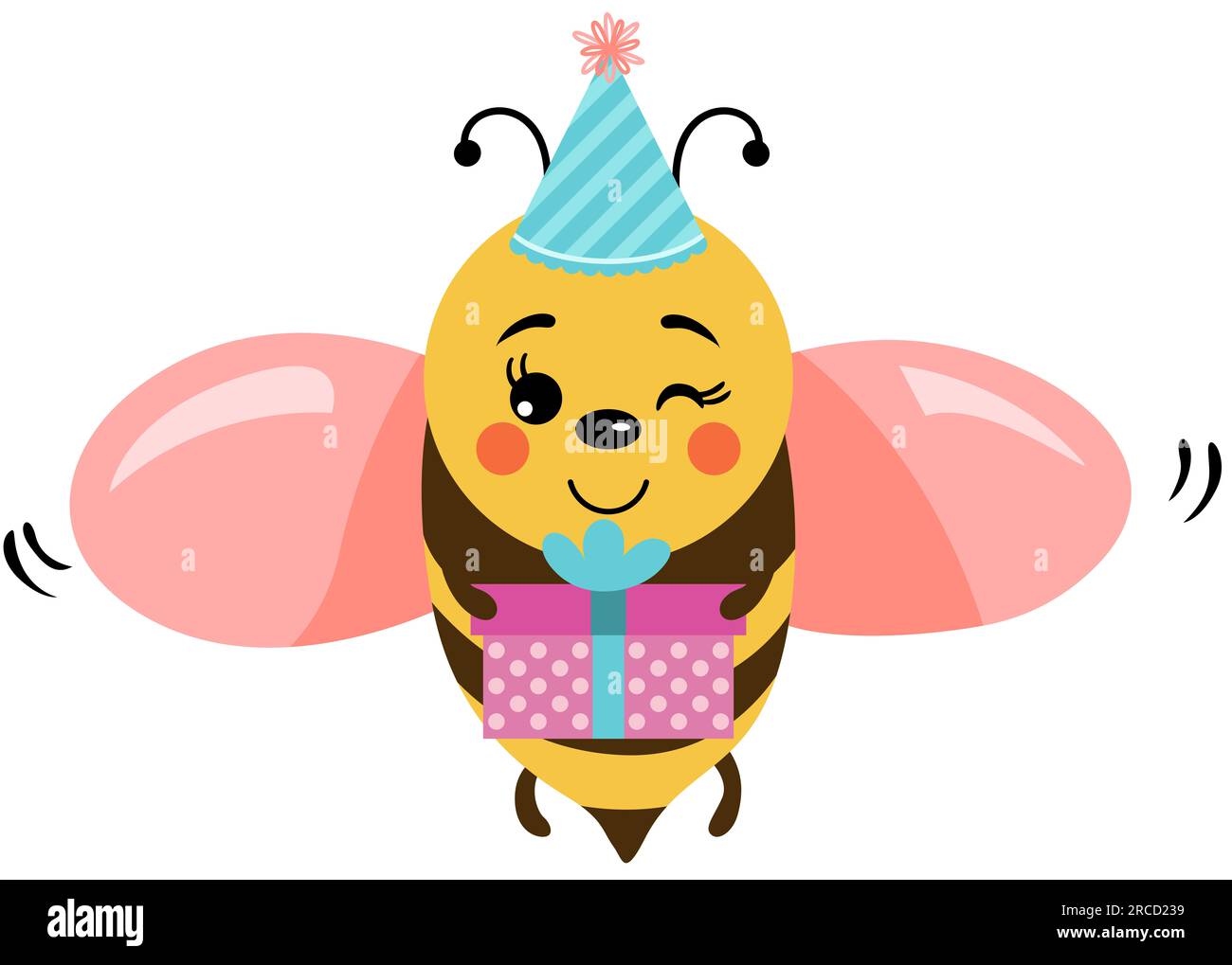 Birthday bee holding a gift box Stock Photo - Alamy