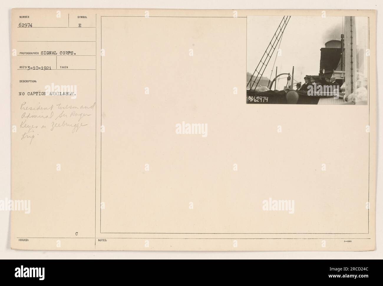 President Wilson and Admiral Sir Roger Keyes on a trip to Zeebrugge ...