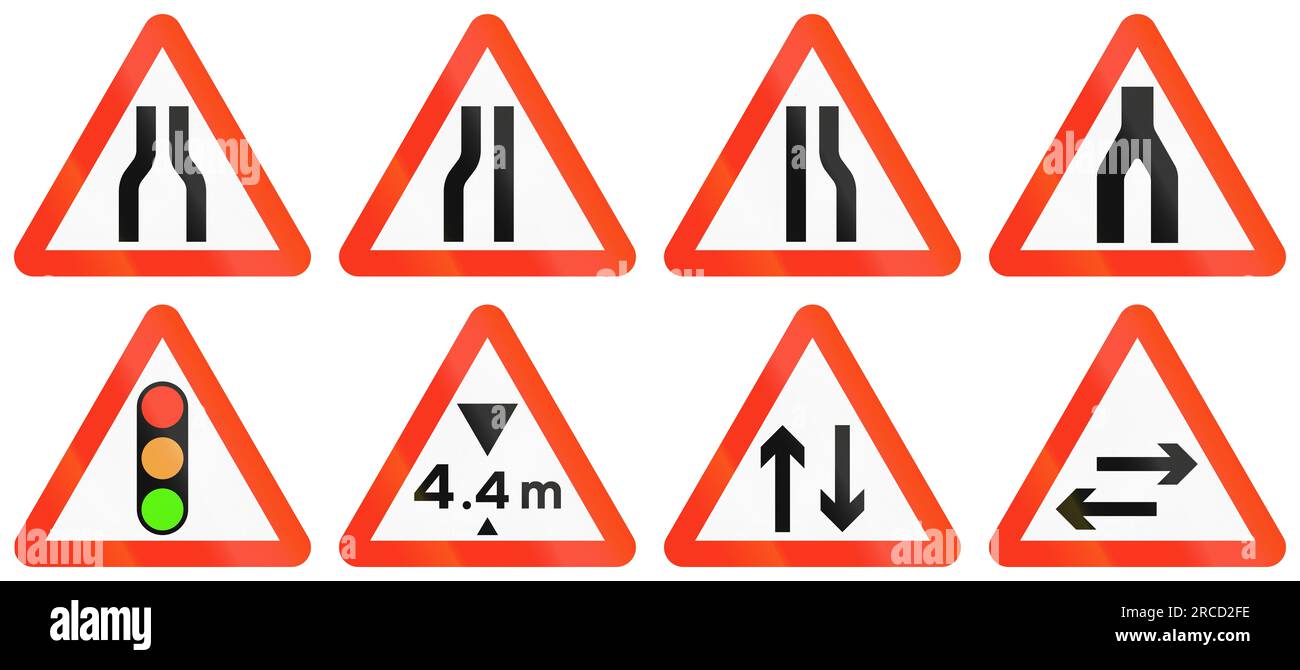 Right side narrow road sign hi-res stock photography and images - Alamy