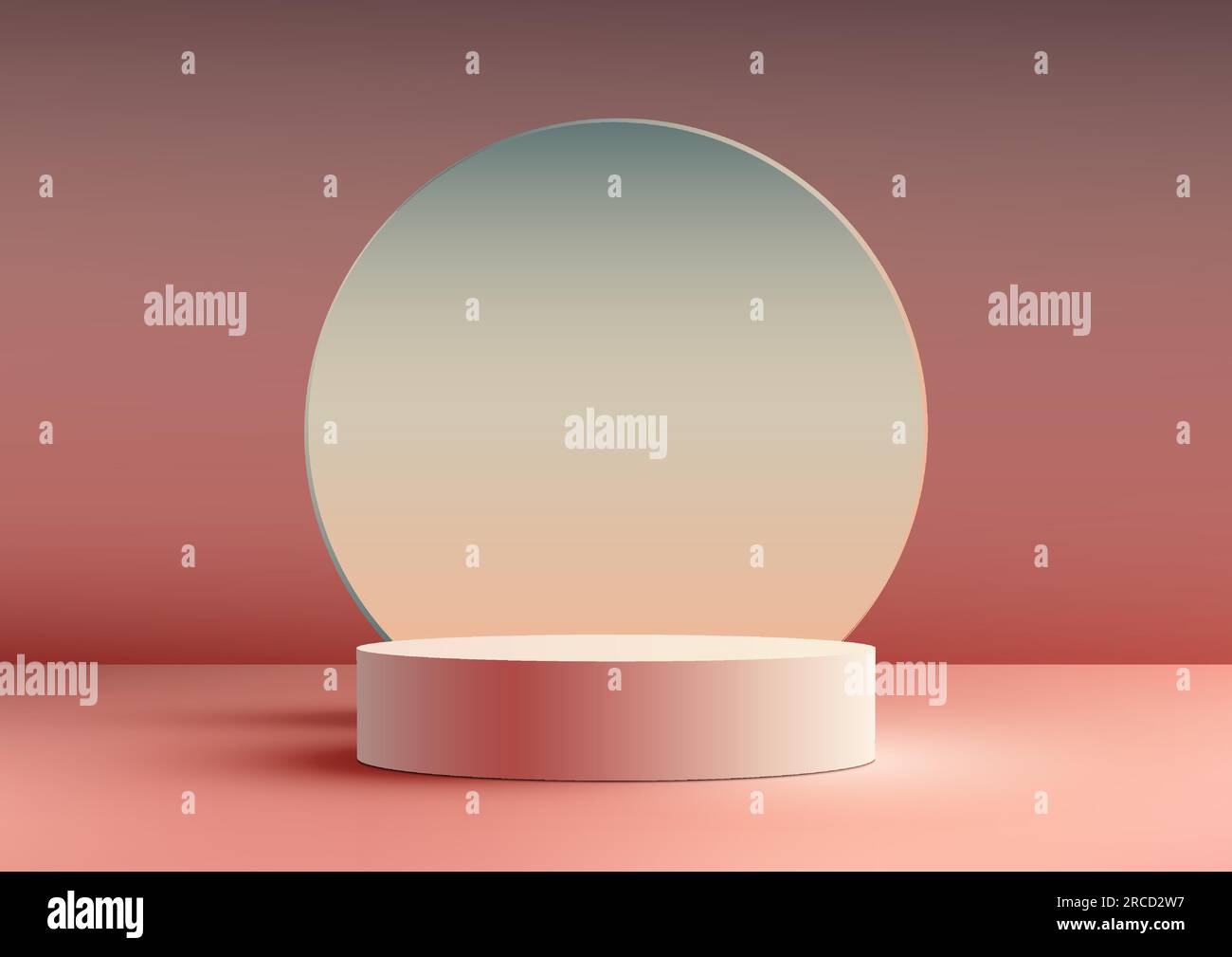 3D pink podium stand with circle backdrop on pink background, designed ...