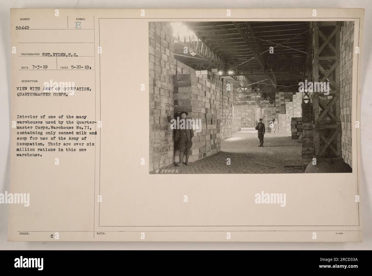 Interior view of Warehouse No. 71, a storage facility used by the Army ...