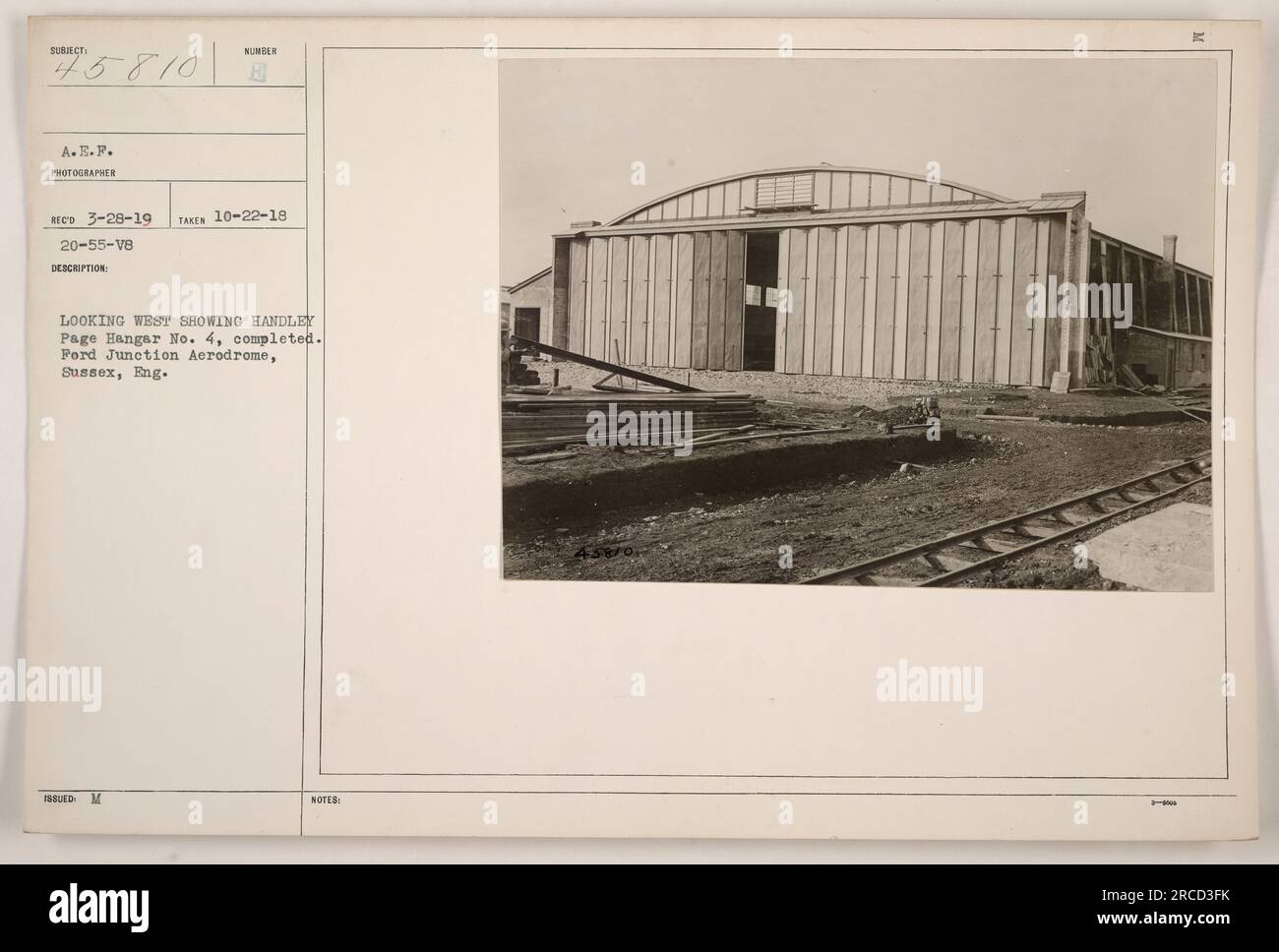 "Handley Page Hangar No. 4 at Ford Junction Aerodrome, Sussex, England ...