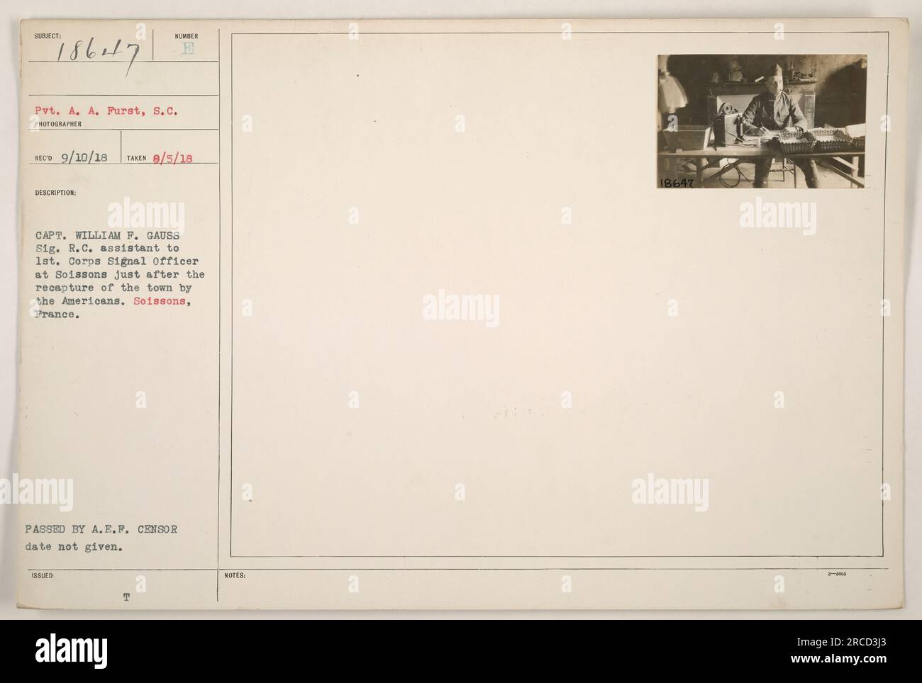 1st corps signal officer hi-res stock photography and images - Alamy