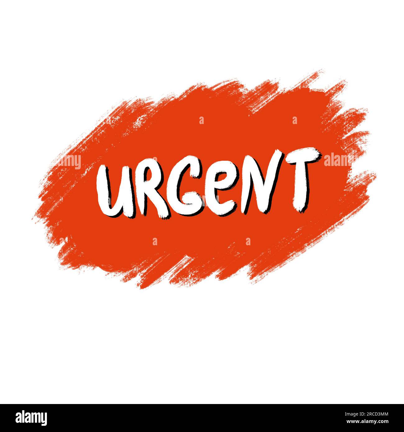 Hand drawn illustration of urgent words lettering sticker, white ...