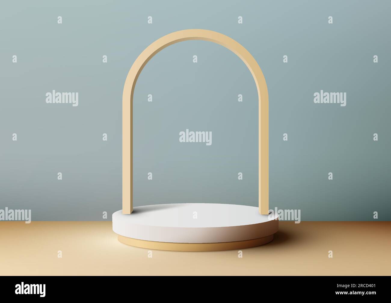 3D podium stand showcase on a soft blue background. This vector ...