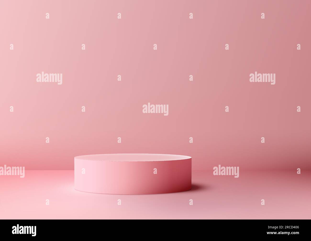 Elegant pink color podium stand on a soft pink floor, creating a modern ...