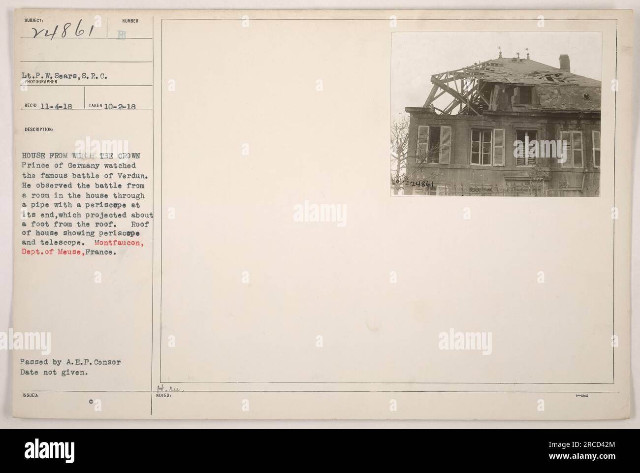 The photograph depicts the house from which the Crown Prince of Germany ...