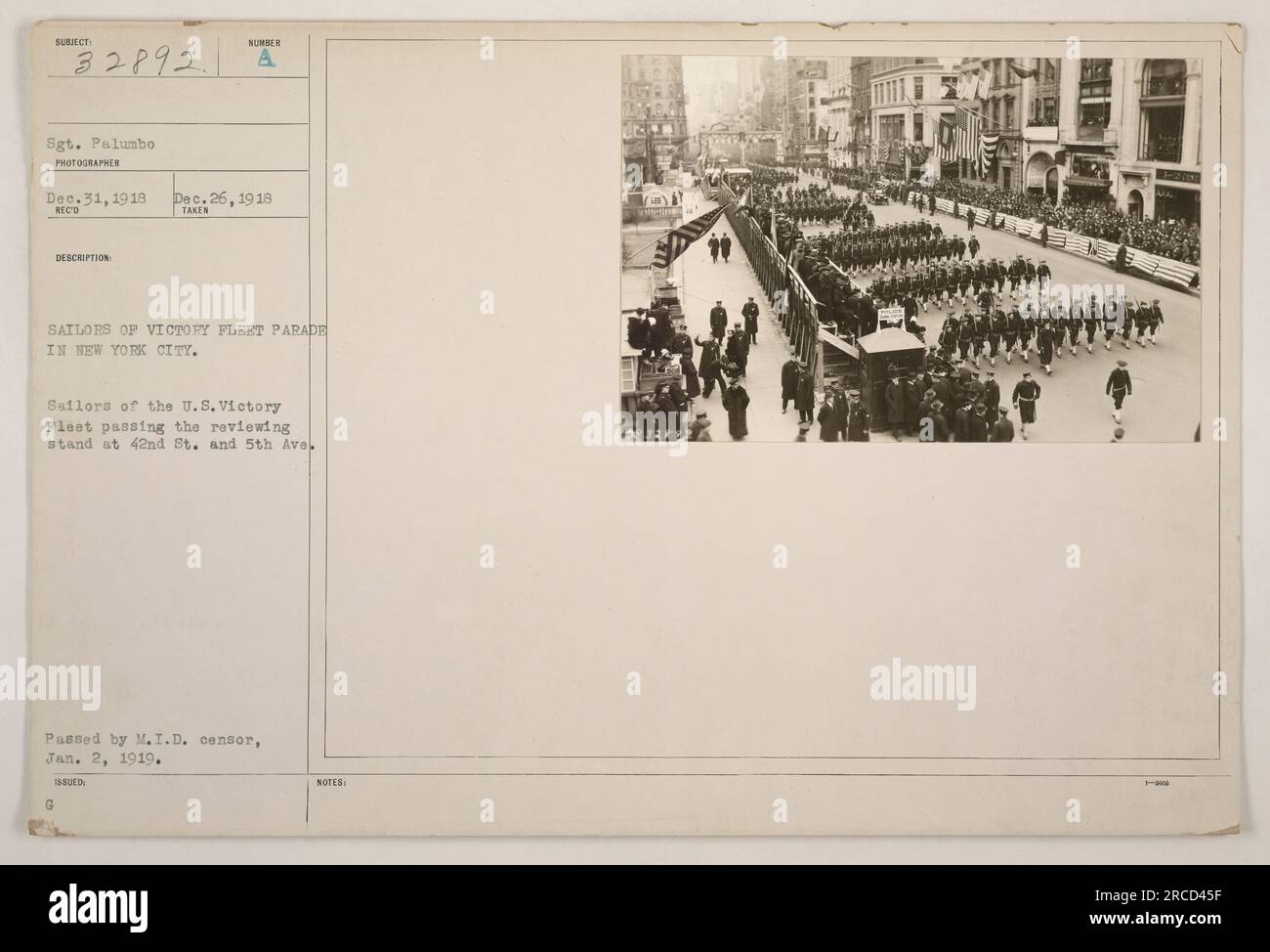 Sailors of the U.S. Victory Fleet parading in New York City on December ...