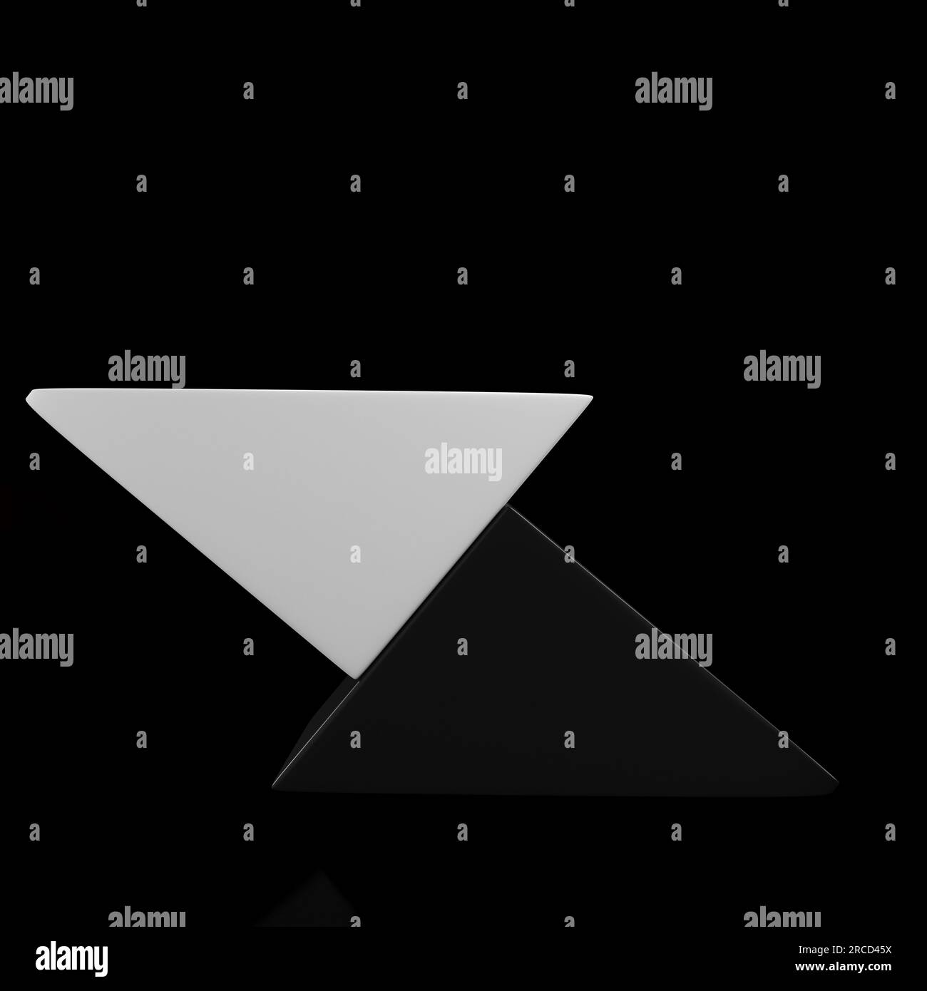 Abstract minimal background. Two black and white triangle shapes. 3d ...
