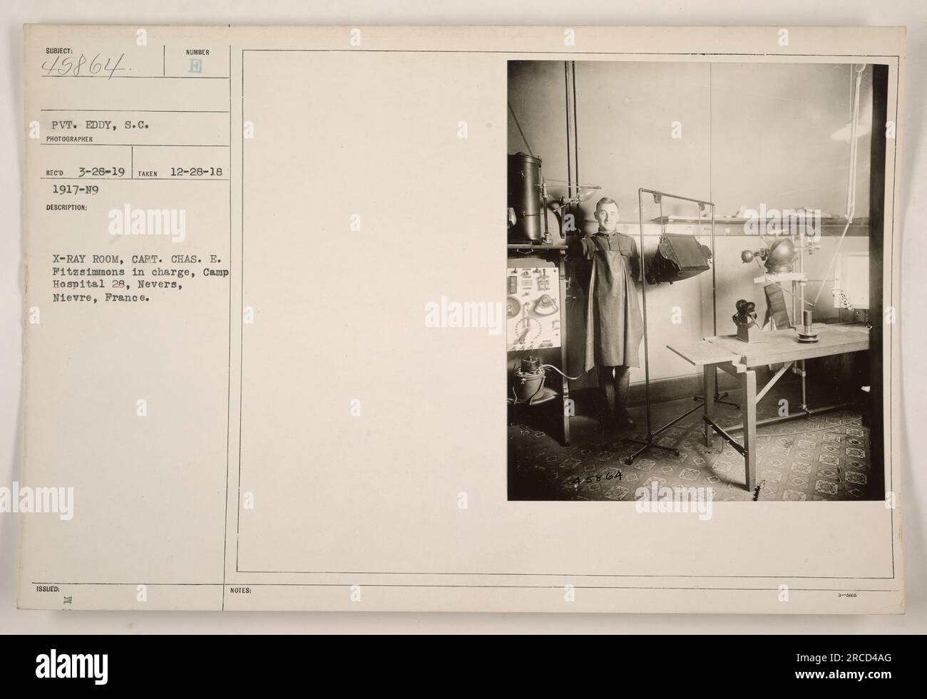 Caption: X-Ray room at Camp Hospital 28 in Nevers, Nievre, France ...