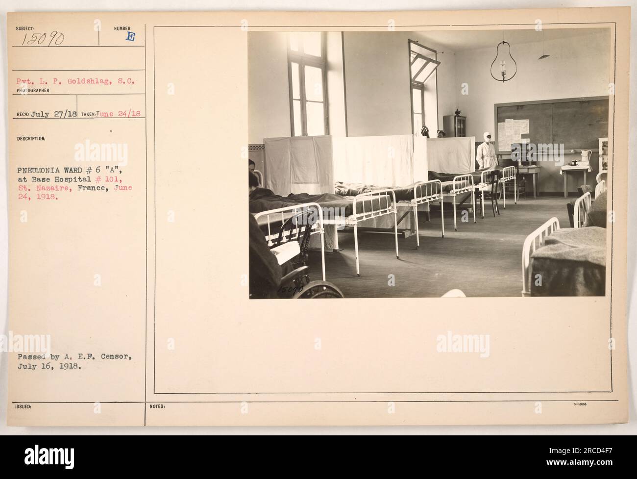 Privat L.P. Goldshlag is pictured in Pneumonia Ward #6 "A" at Base ...