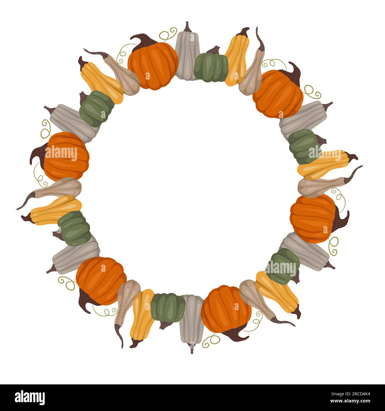 Round frame of pumpkins isolated from the background. Vector template ...