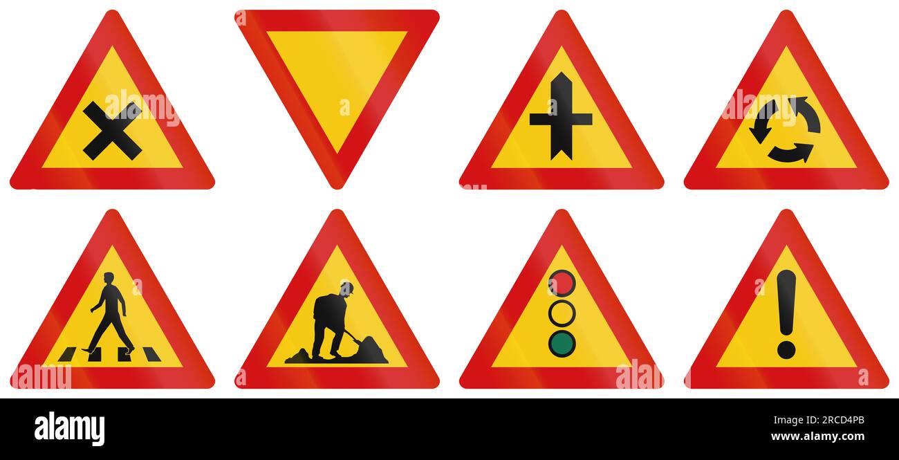 Crossroad intersection triangle traffic sign hi-res stock photography ...