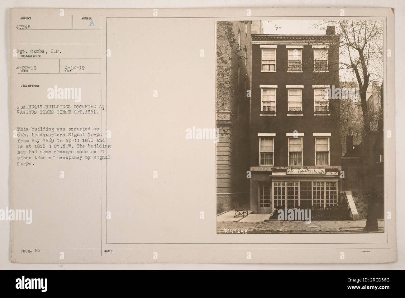 "Building at 1815 G St. N.W., occupied as 6th headquarters Signal Corps ...