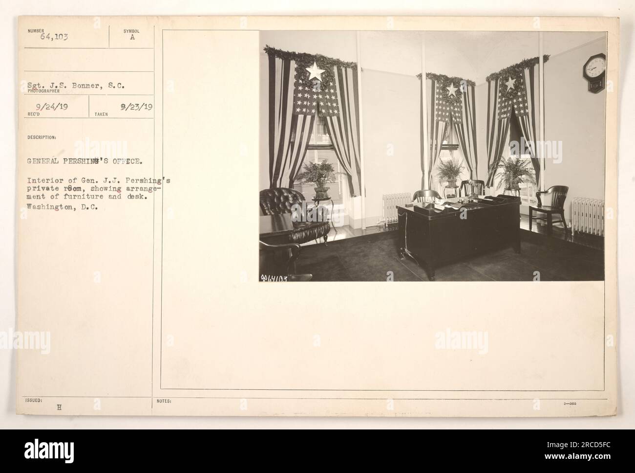 Interior of General J.J. Pershing's private room in his office in ...