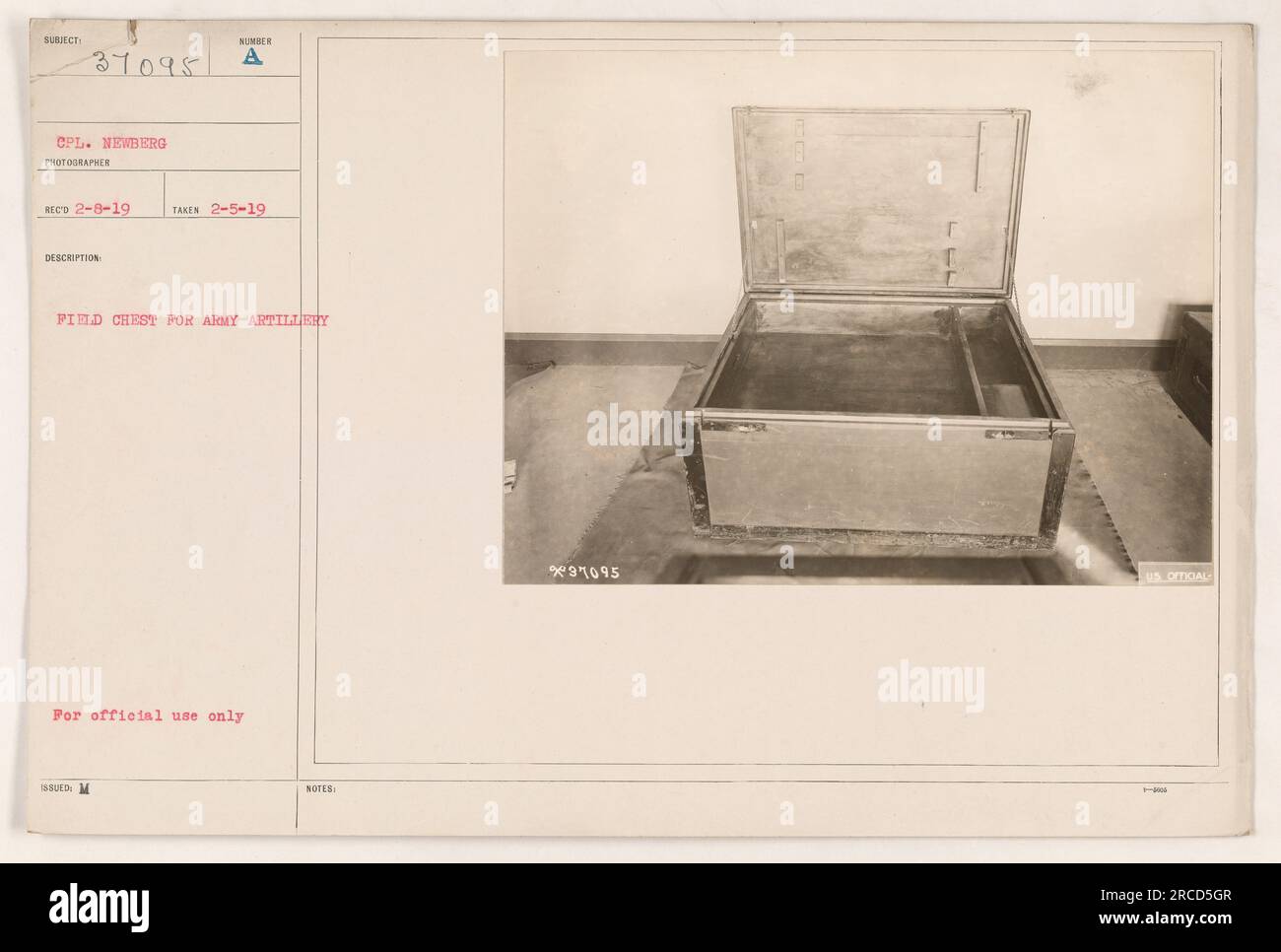 Soldier issued M field chest for Army artillery, photographed on ...