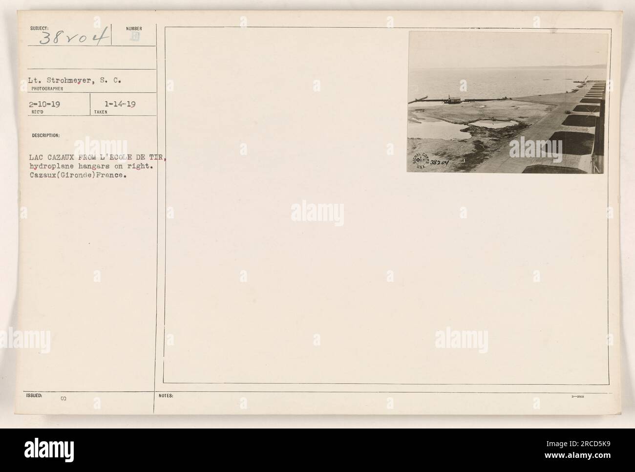 Aerial view of Lt. Strohmeyer, S.C. taken from L'ecole de Tir in Cazaux ...