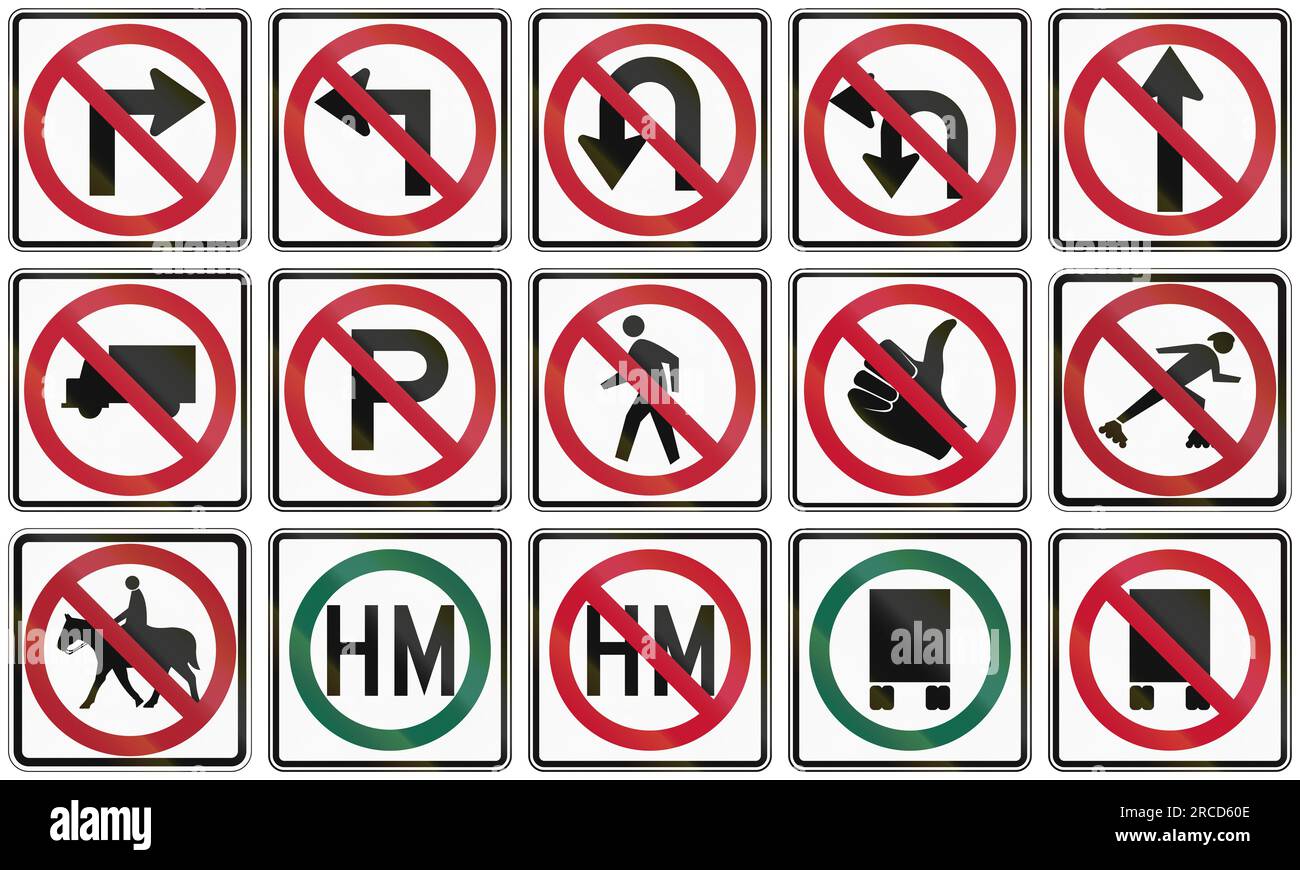 Collection of prohibition signs used in the USA Stock Photo - Alamy